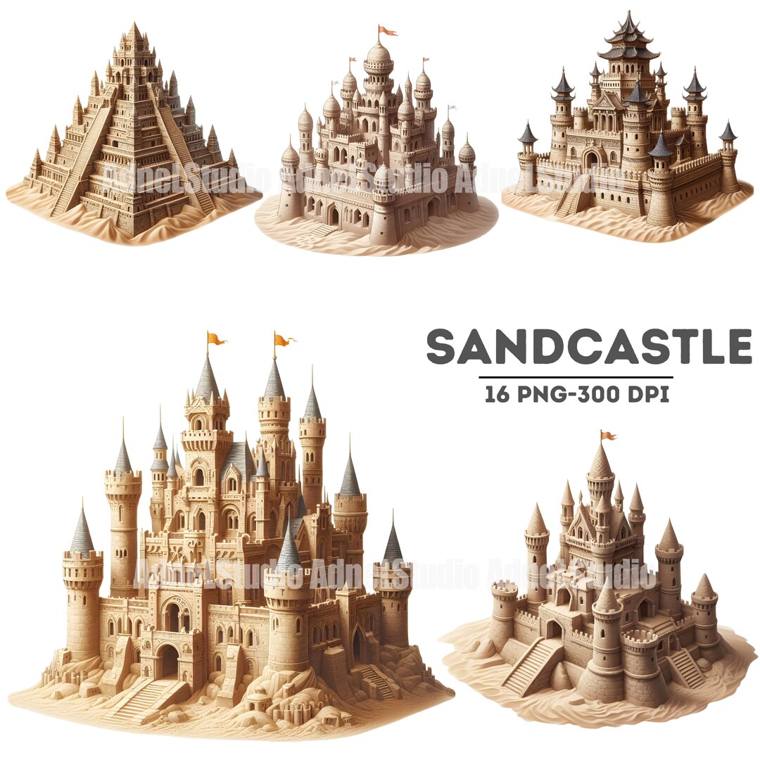 Watercolor Sandcastle Clipart, Watercolor Beach Clipart, Nautical ...