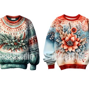 Christmas Ugly Sweater Clipart - Watercolor Christmas Sweater Clipart ...