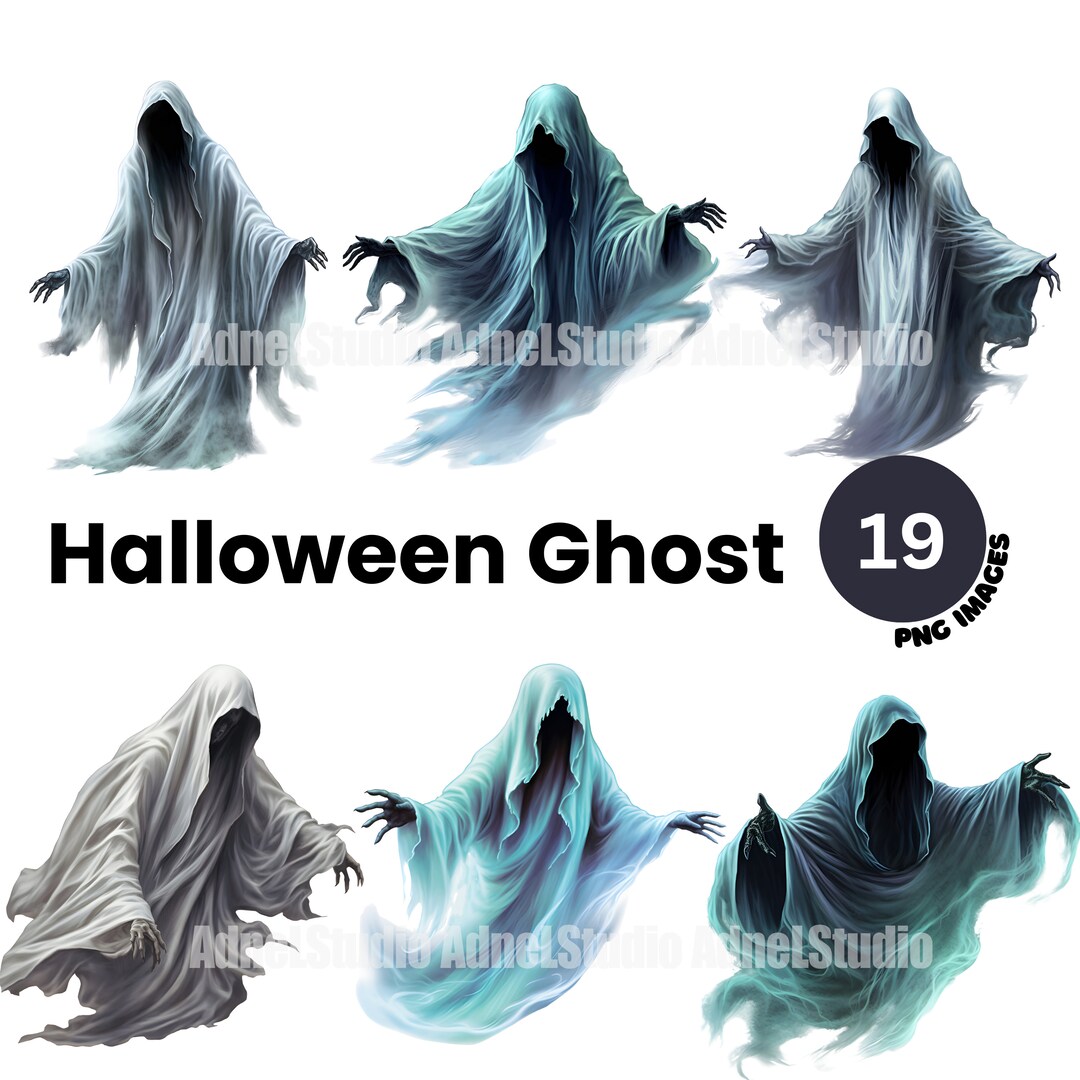 Halloween Ghost Clipart, Watercolor Halloween Spooky Clipart, Halloween ...
