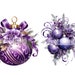 Purple Christmas Ornaments Clipart, Watercolor Ornament Clipart ...
