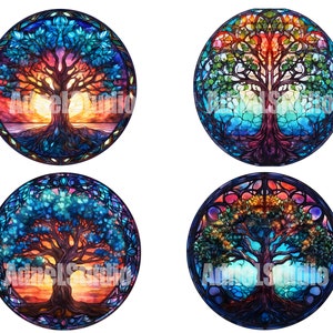 Stained Glass Tree of Life Clipart, Watercolor Tree of Life ...