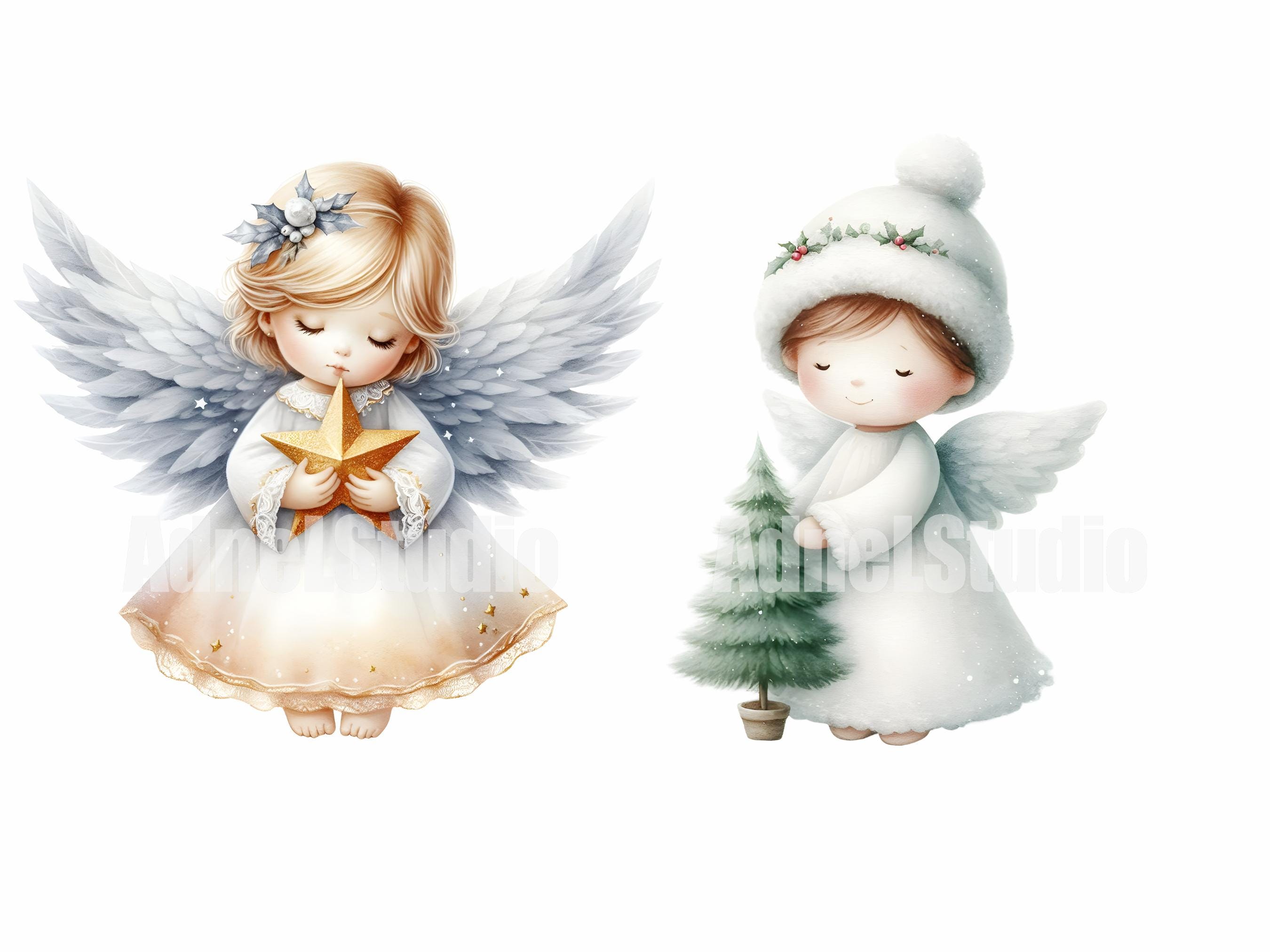 Christmas Little Angel PNG Clipart Set, Adorable Holiday Angel ...