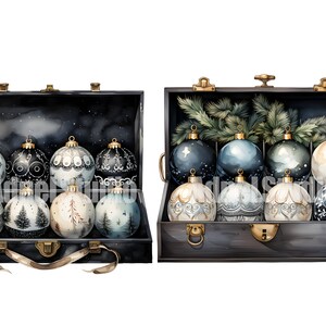 Christmas Black Bauble Clipart, Cozy Christmas Baubles Box Clipart ...