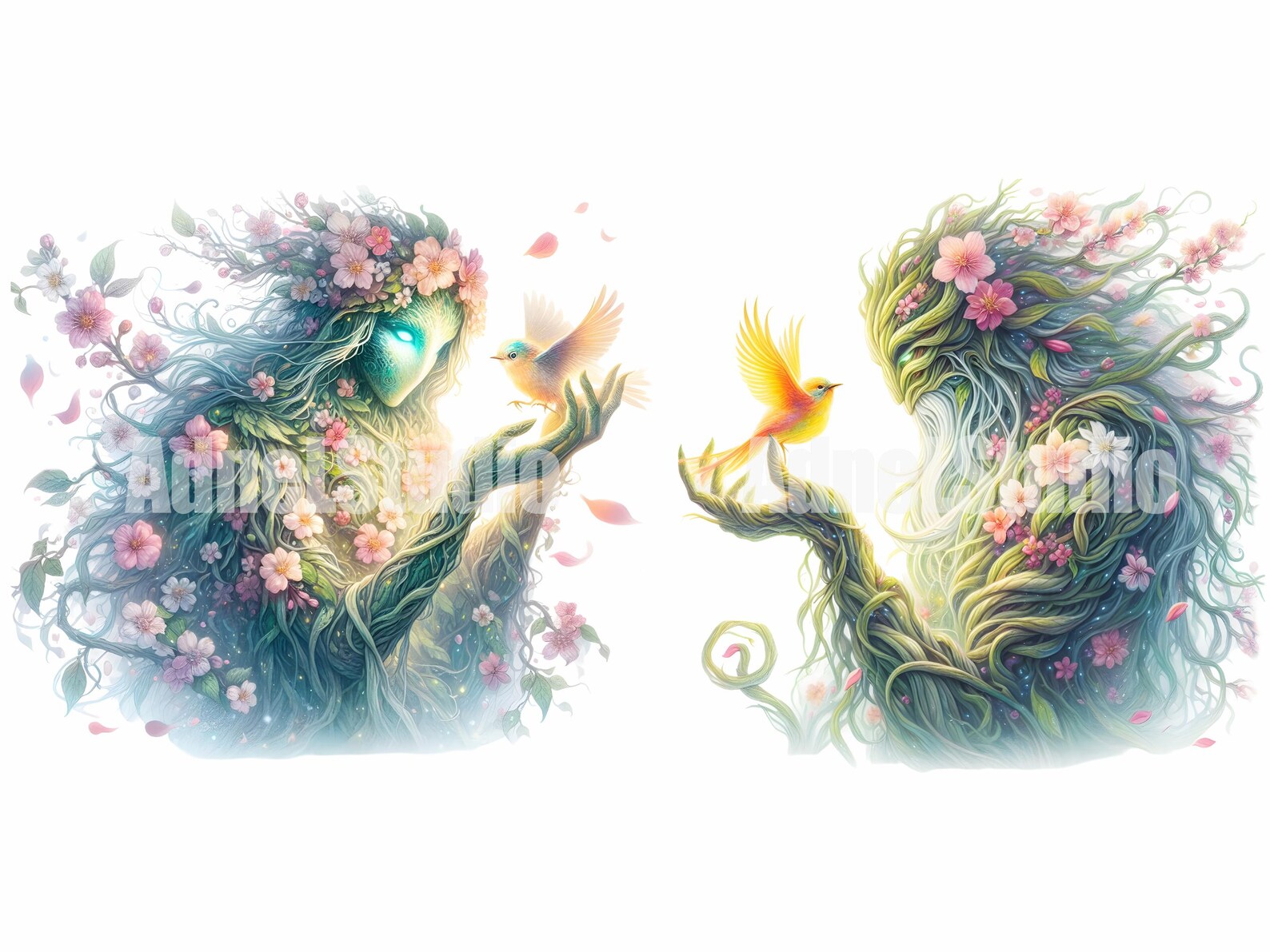 Watercolor Nature Spirit Clipart, Fantasy Tree Guardian PNG, Enchanted ...