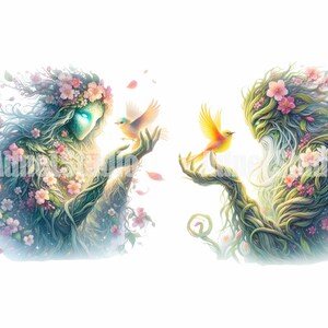 Watercolor Nature Spirit Clipart, Fantasy Tree Guardian PNG, Enchanted ...