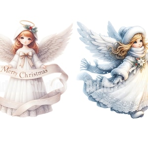 Christmas Angel Clipart Bundle, Holiday Angels Digital Art, Angel ...
