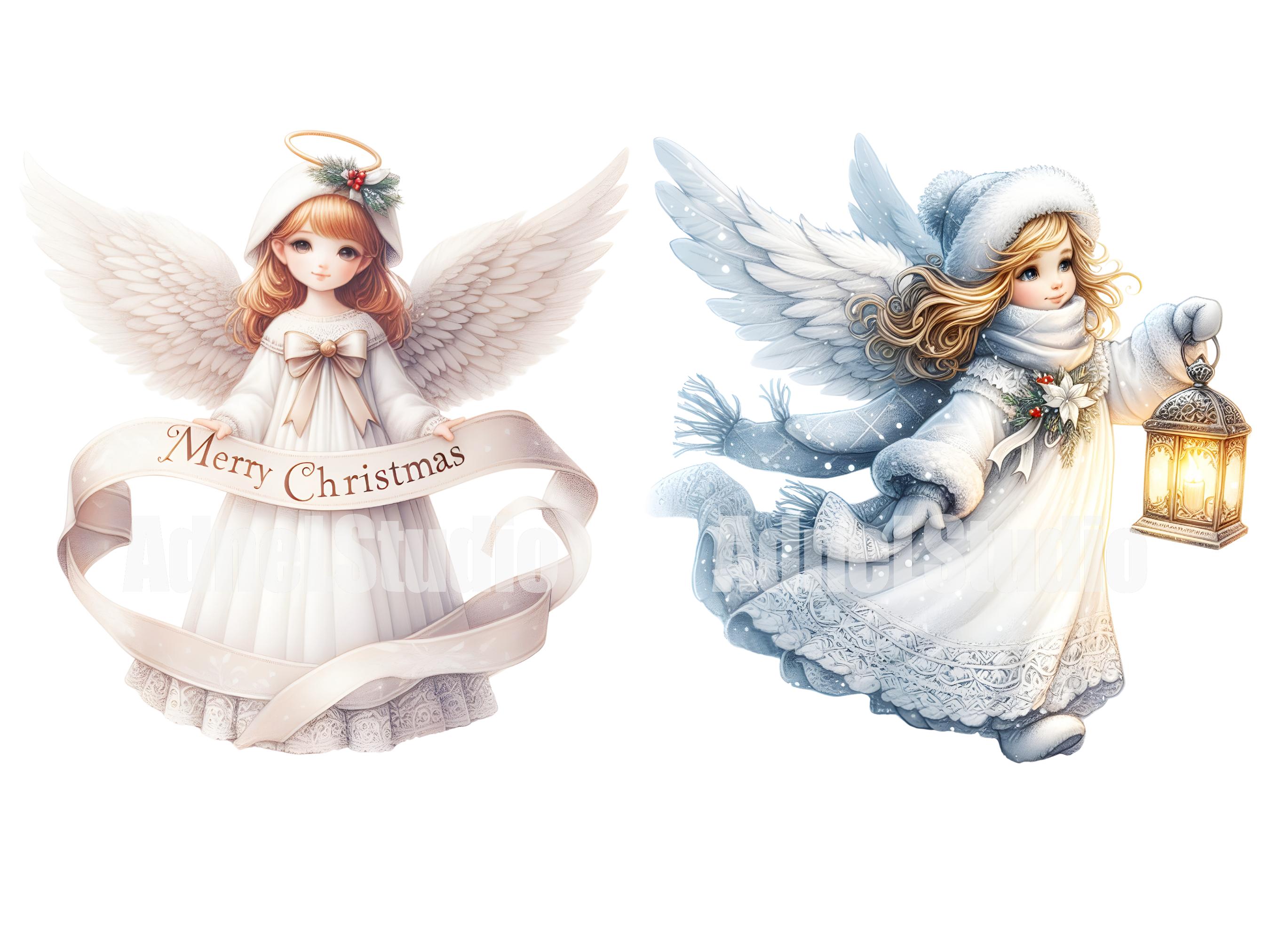 Christmas Angel Clipart Bundle, Holiday Angels Digital Art, Angel ...