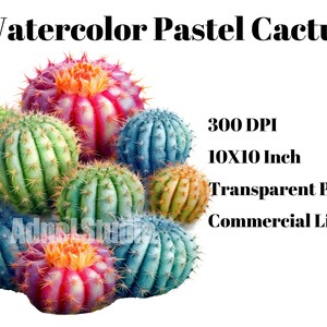 Watercolor Pastel Cactus Clipart - Watercolor Desert Cactus Clipart ...