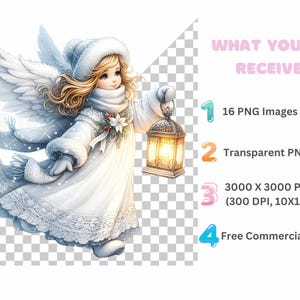 Christmas Angel Clipart Bundle, Holiday Angels Digital Art, Angel ...