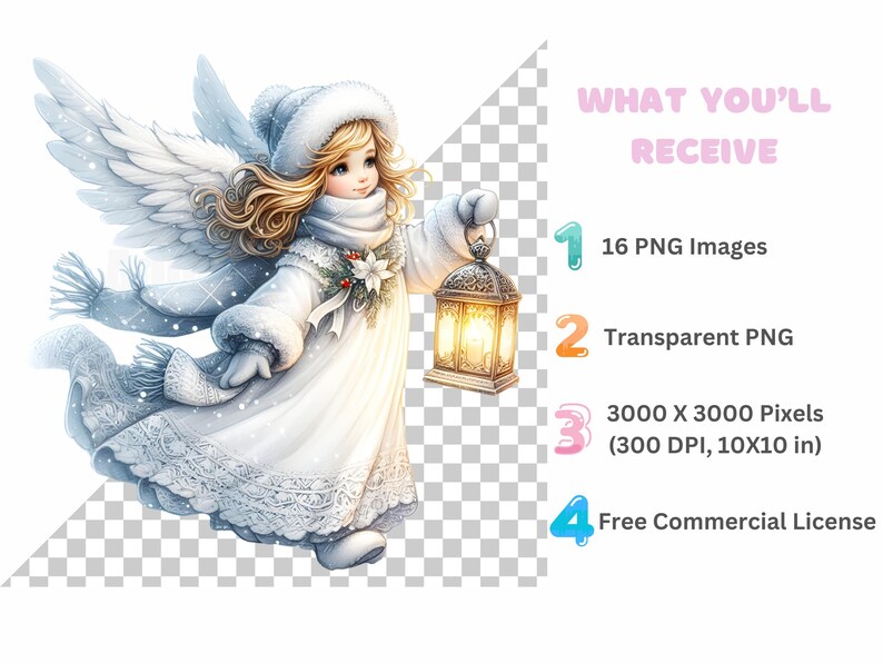 Christmas Angel Clipart Bundle, Holiday Angels Digital Art, Angel ...