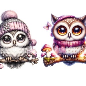 Cozy Fall Owl Clipart Bundle, Cute Autumn Owl Illustrations, Digital ...