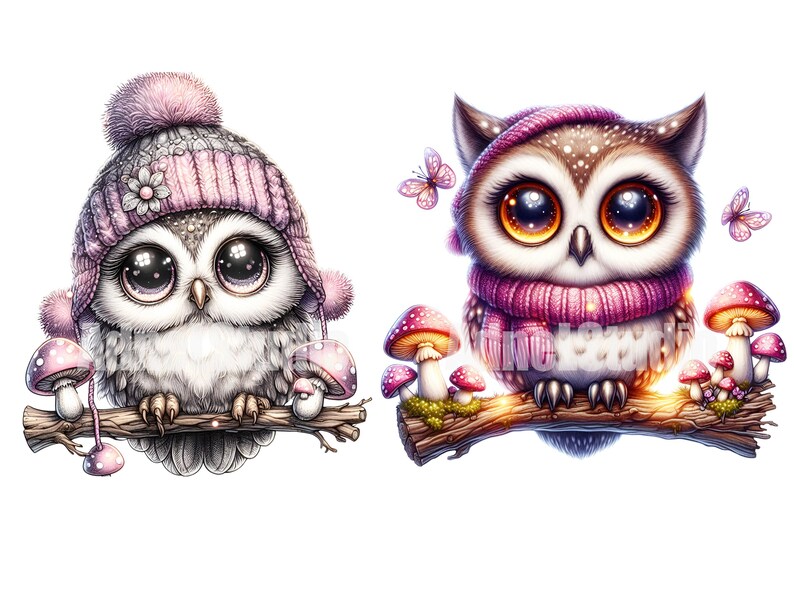 Cozy Fall Owl Clipart Bundle, Cute Autumn Owl Illustrations, Digital ...