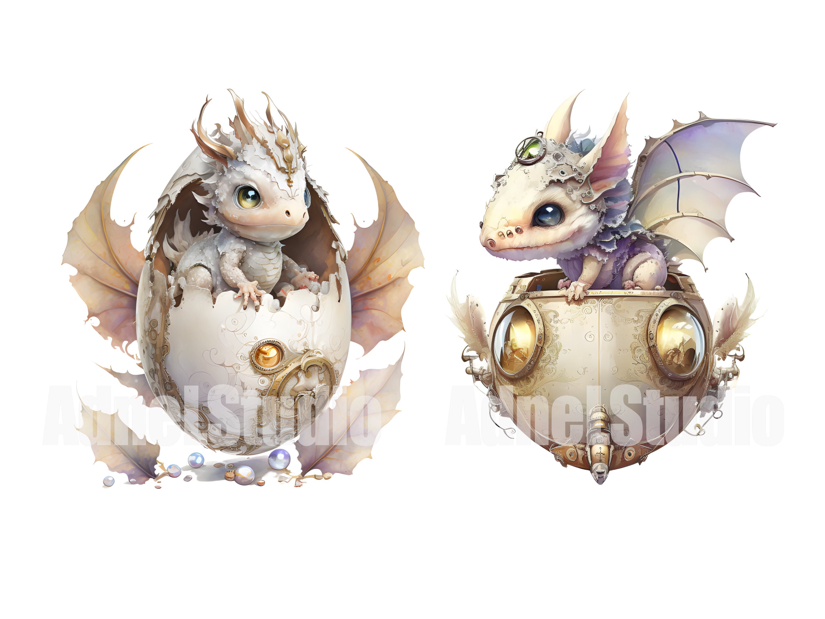 Watercolor Steampunk Baby Dragon Clipart Steampunk Baby - Etsy