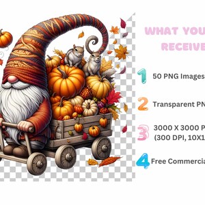 Autumn Harvest Gnome Clipart, Fall Gnome Clipart, Cozy Fall Gnome ...