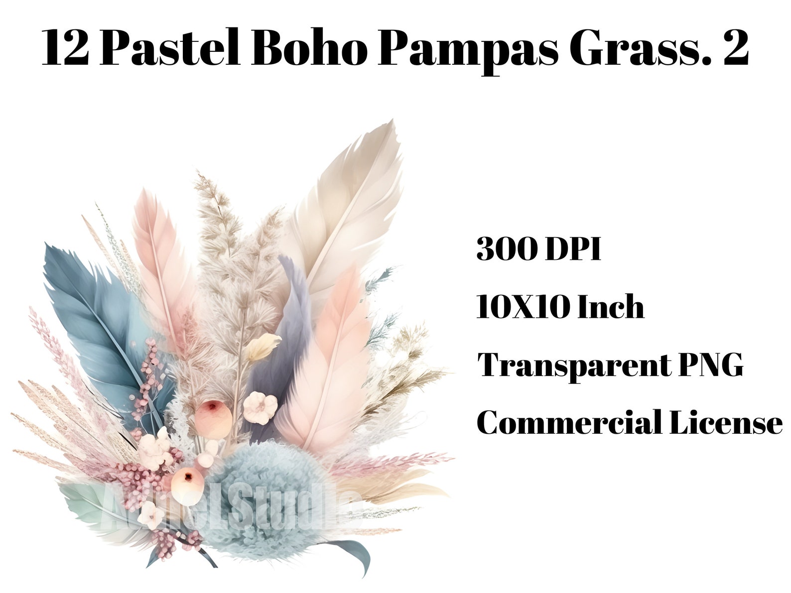 Pastel Boho Flowers Clipart Watercolor Boho Floral Bouquet - Etsy