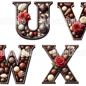 Valentines Alphabet Clipart - Valentines Alphabet Letters, Chocolate ...