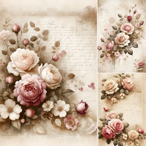 Vintage Rose Junk Journal, Shabby Paper Roses, Vintage Victorian Junk ...