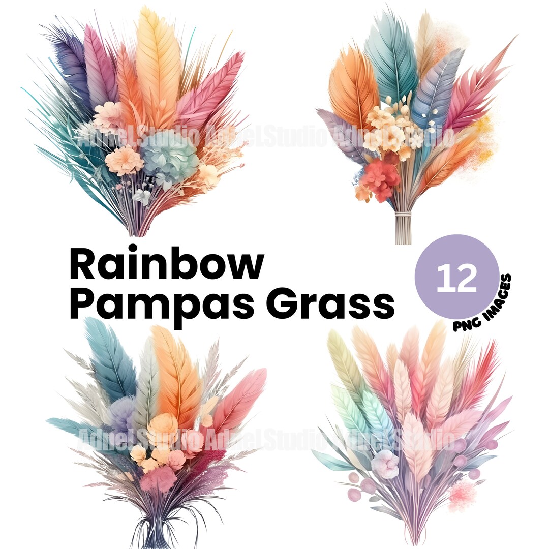 Rainbow Pastel Flower Clipart - Watercolor Boho Floral Bouquet Clipart ...