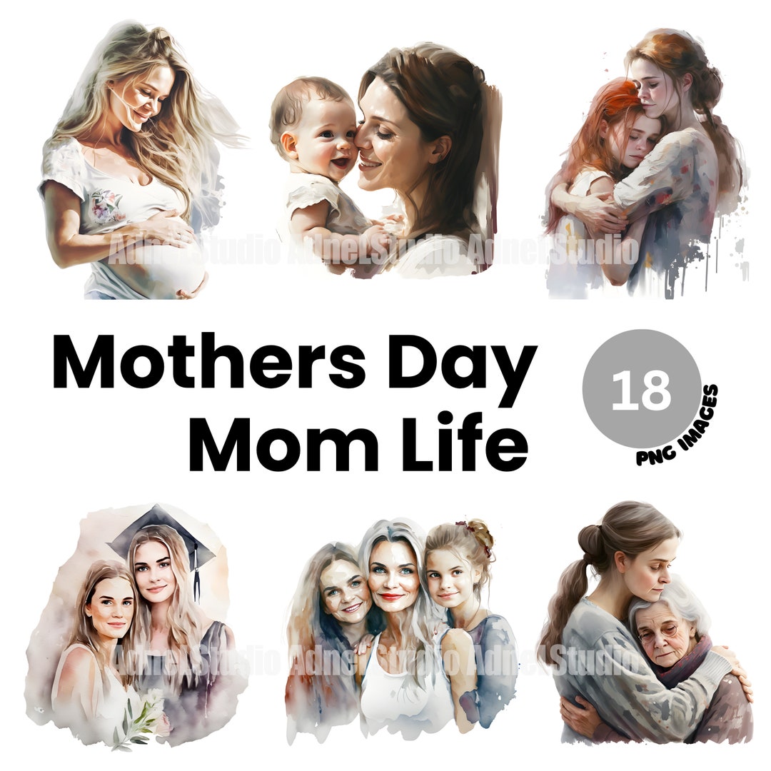 Mothers Day Clipart - 18 High Quality PNG Files - Mom Life Clipart ...