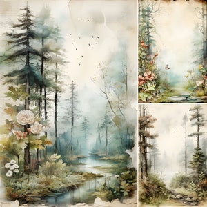 Vintage Forest Junk Journal, Forest Journal Pages, Forest Ephemera ...