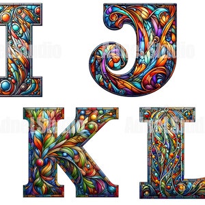 Stained Glass Alphabet Clipart - Alphabet and Number Clipart, Stained ...