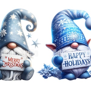 Watercolor Gnome's Christmas Greeting Clipart, Winter Holidays, Gnome ...