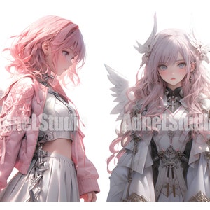 Pink Angel Pop Art Girl Clipart - Pink Angel Clipart, Anime Girl ...