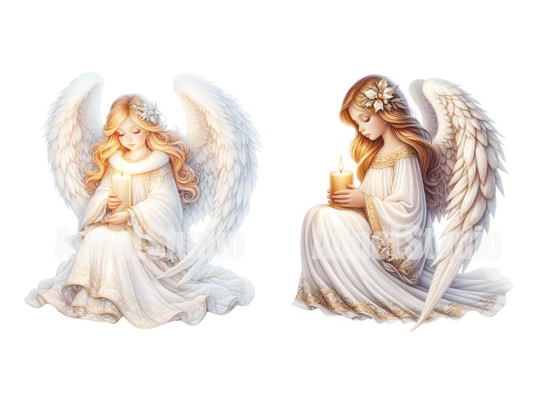 Christmas Angel Clipart Bundle, Holiday Angels Digital Art, Angel ...