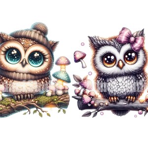 Cozy Fall Owl Clipart Bundle, Cute Autumn Owl Illustrations, Digital ...