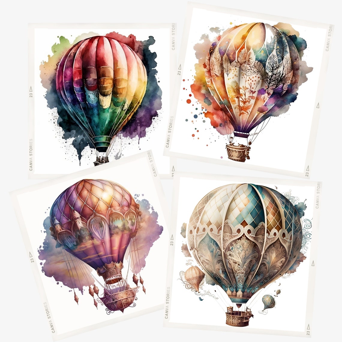Watercolor Hot Air Balloon Clipart 12 High Quality JPG - Etsy