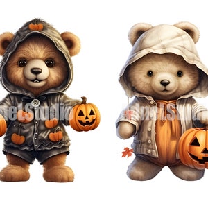 Halloween Teddy Bear Clipart - Halloween Clipart, Watercolor Teddy Bear ...