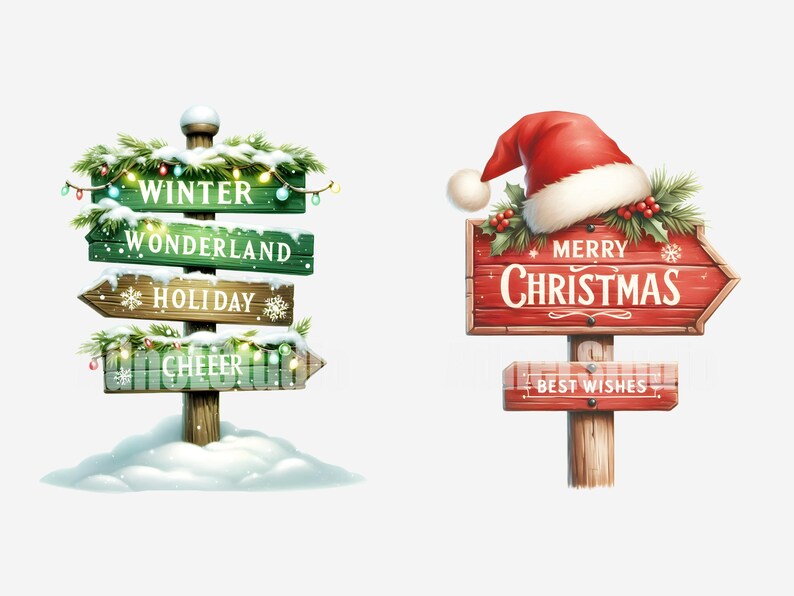 Christmas Direction Sign Clipart, Festive Cactus Ornament, Festive ...