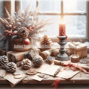 Rustic Cottagecore Christmas Decor Digital Art, Cozy Christmas Wall Art ...