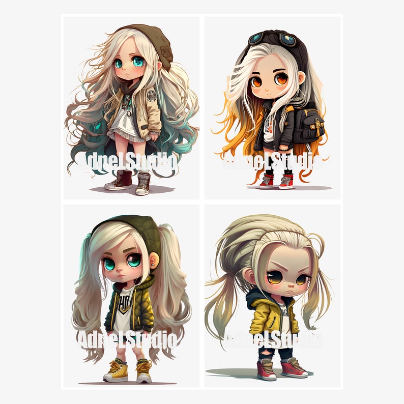 Chibi White Girl Png White Hip Hop Girl Clipart White Chibi - Etsy