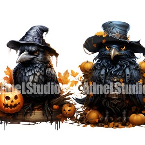 Halloween Crow Clipart - Halloween Clipart, Watercolor Fairytale Crow ...