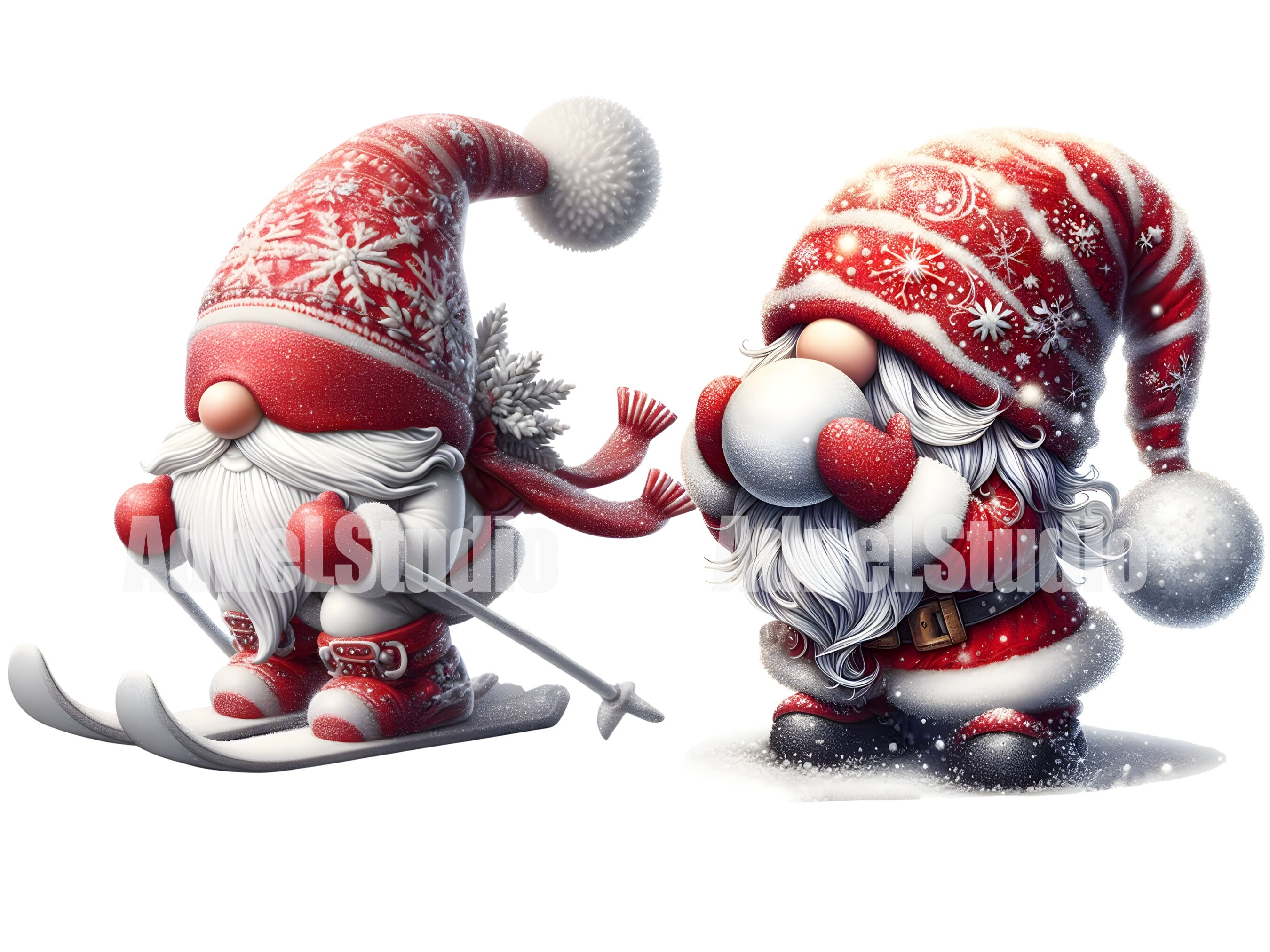 Red Christmas Gnomes Clipart, Winter Holidays, Red Gnome Christmas ...