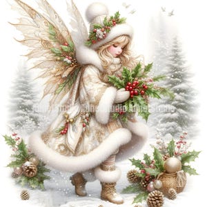 Festive Christmas Fairy Illustrations, Cozy Winter Fairies With Snowy ...