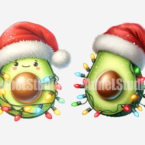 Christmas Avocado Clipart, Cute Avocado With Santa Hat PNG, Festive ...
