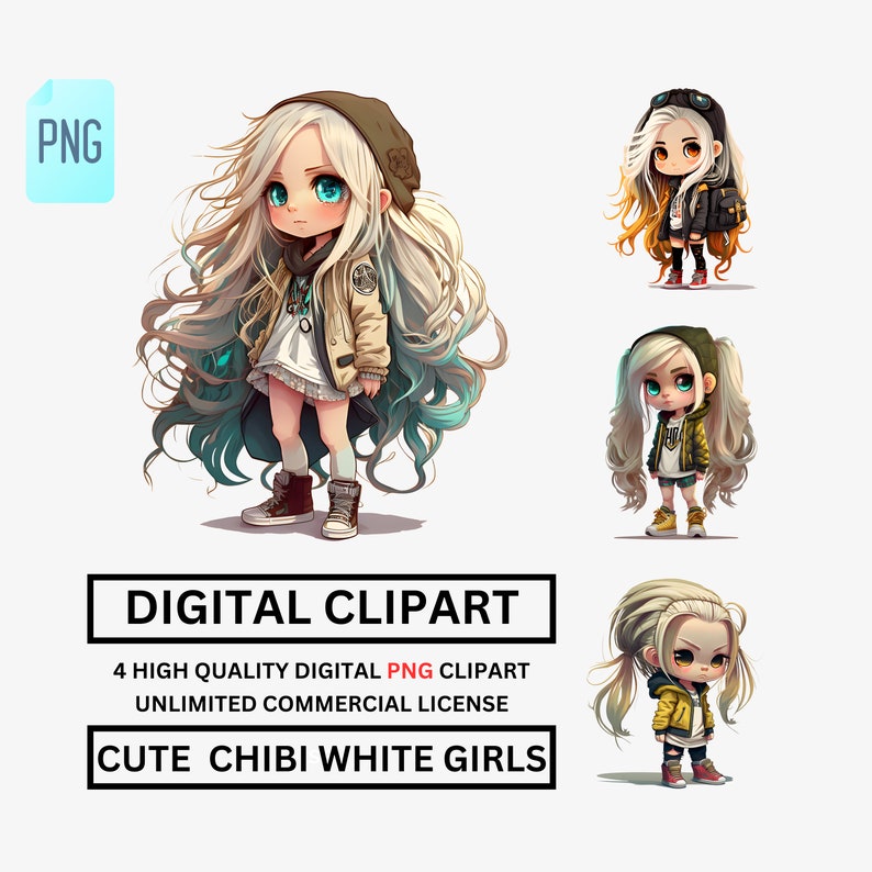 Chibi White Girl Png White Hip Hop Girl Clipart White Chibi - Etsy