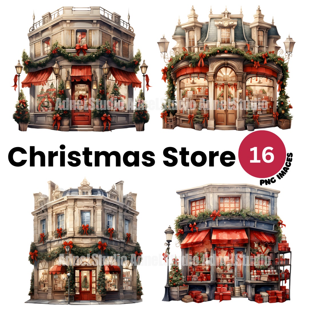 Christmas Store Clipart - Cozy Christmas Shop Clipart, Christmas ...