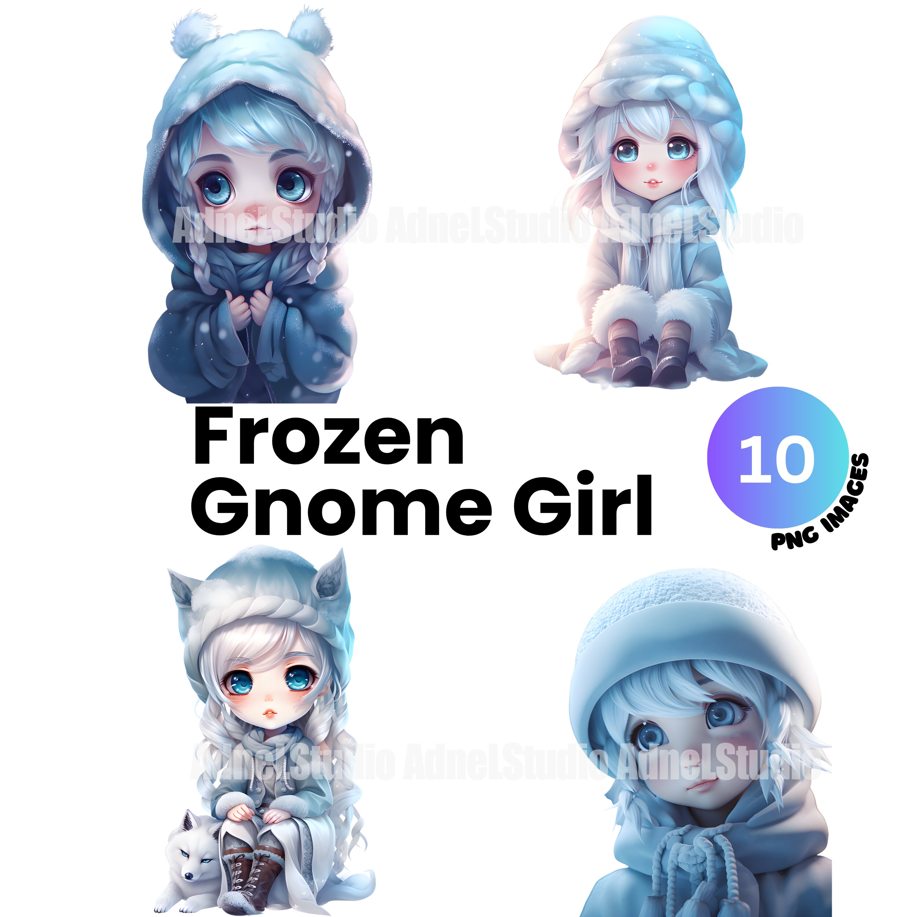 Frozen Gnome Clipart - Winter Gnome Clipart, Fantasy Art Clipart ...