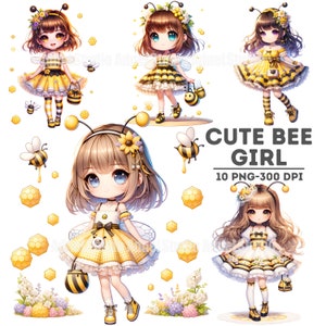 Watercolor Bee Girl Clipart, Watercolor Bee Fairy Clipart, Bee Costume ...