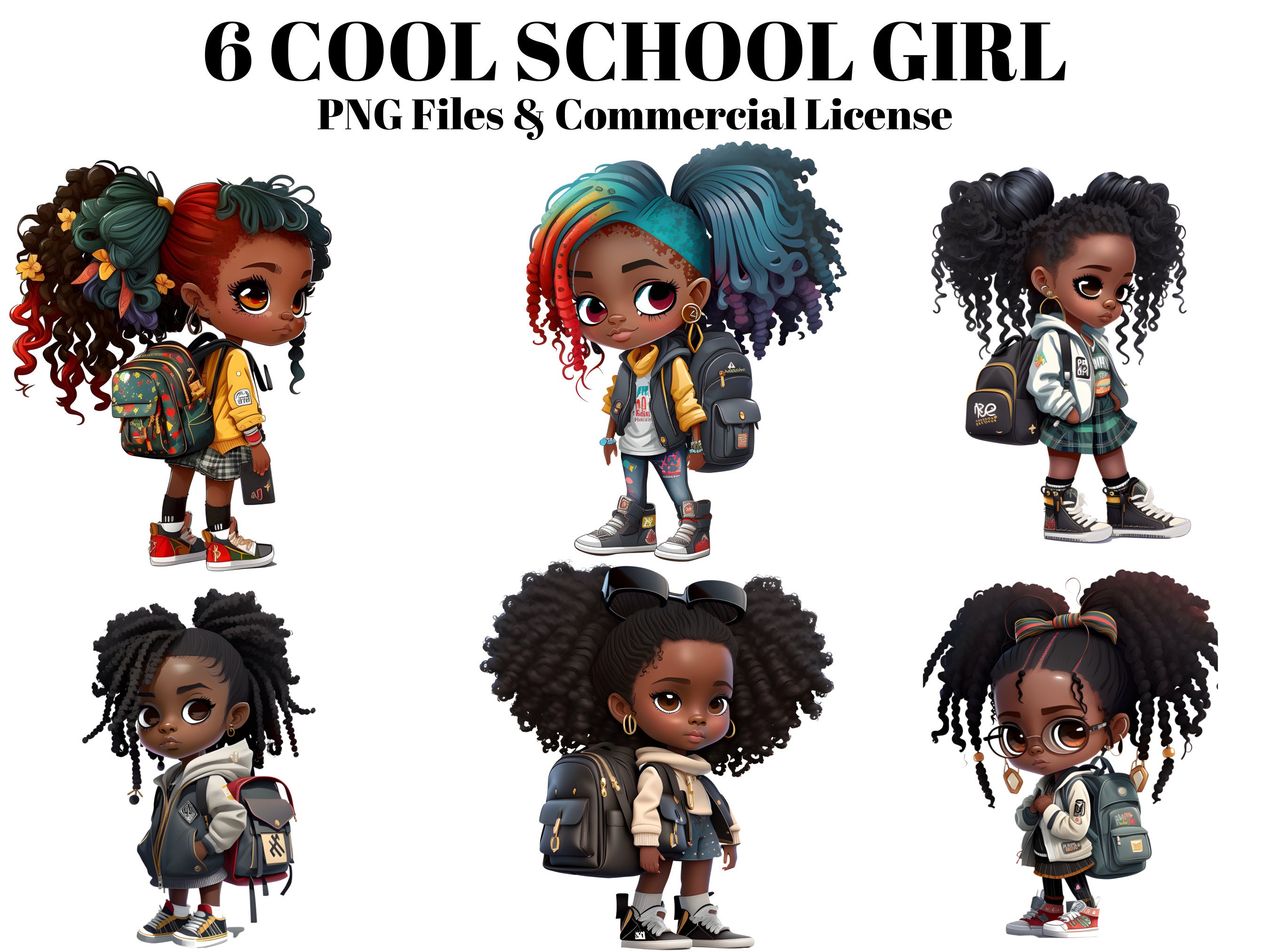 Black Girl Fashion Png Black Chibi Girl Clipart Back To Etsy 