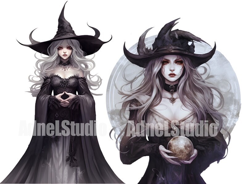 Dark Witch Clipart Celestial Queen Png Mystical Dark Witch - Etsy