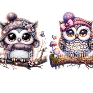 Cozy Fall Owl Clipart Bundle, Cute Autumn Owl Illustrations, Digital ...