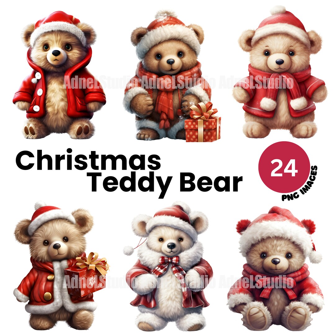 Christmas Teddy Bear Clipart - Christmas Clipart, Watercolor Teddy Bear ...