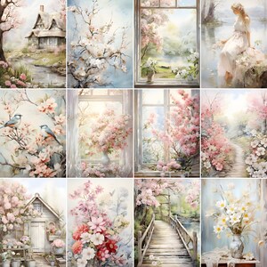 Cozy Spring Scenery Junk Journal, Vintage Spring Forest Landscape ...