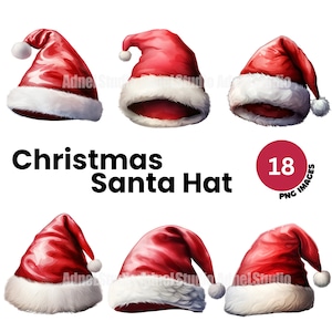 Christmas Santa Hat Clipart - Watercolor Christmas Clipart, Santa Claus ...