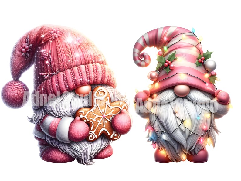 Pink Christmas Gnomes Clipart, Winter Holidays, Pink Gnome Christmas ...