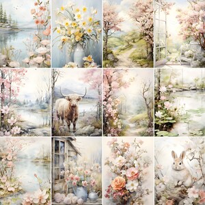 Cozy Spring Scenery Junk Journal, Vintage Spring Forest Landscape ...